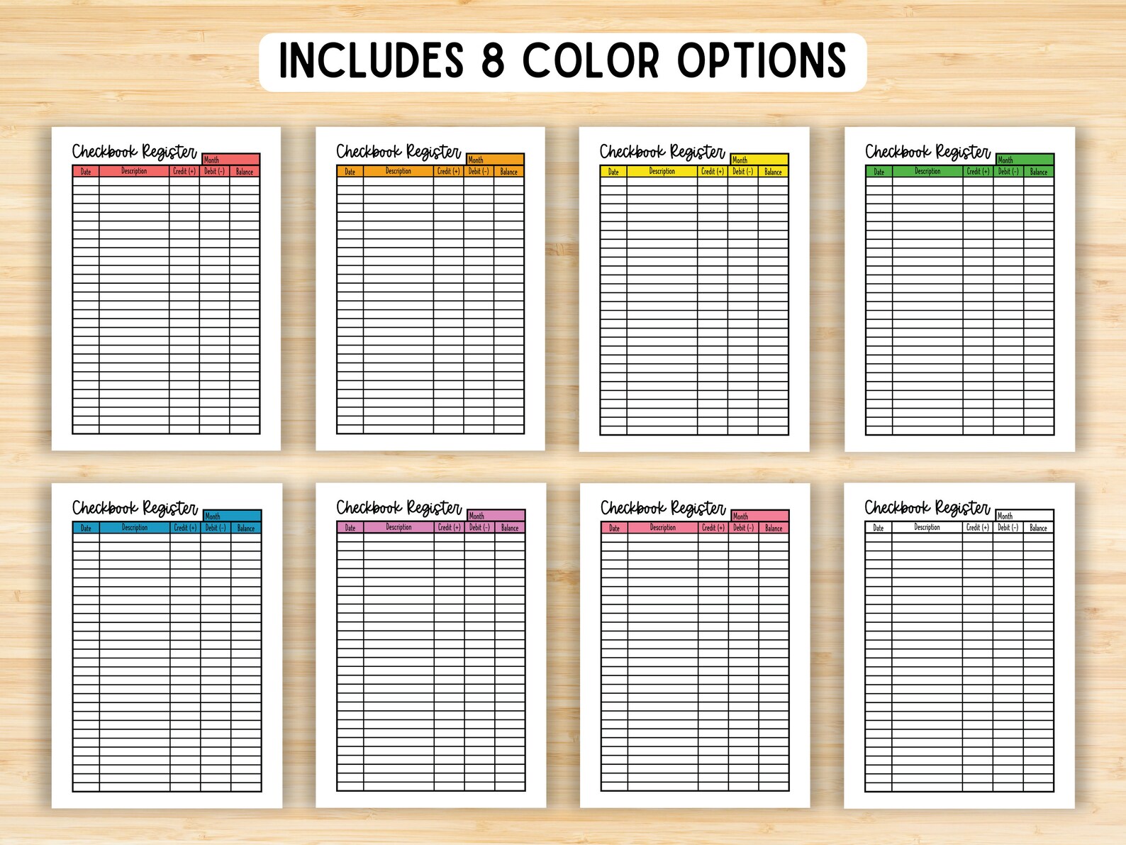 Checkbook Register, Printable Transaction Register, Check Register ...