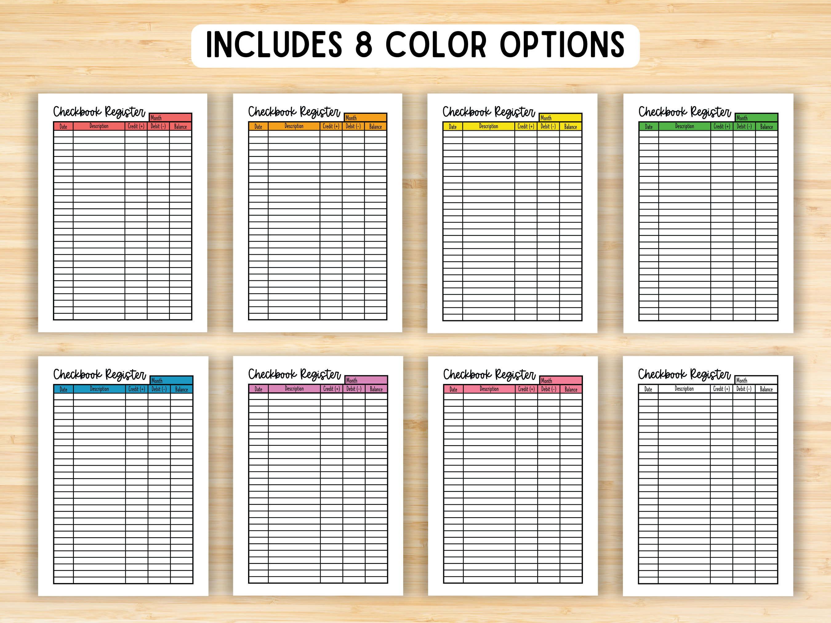 Checkbook Register, Printable Transaction Register, Check Register ...