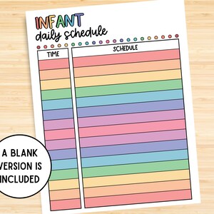 Daycare Daily Schedule for Infants, Kids Daily Schedule Template ...