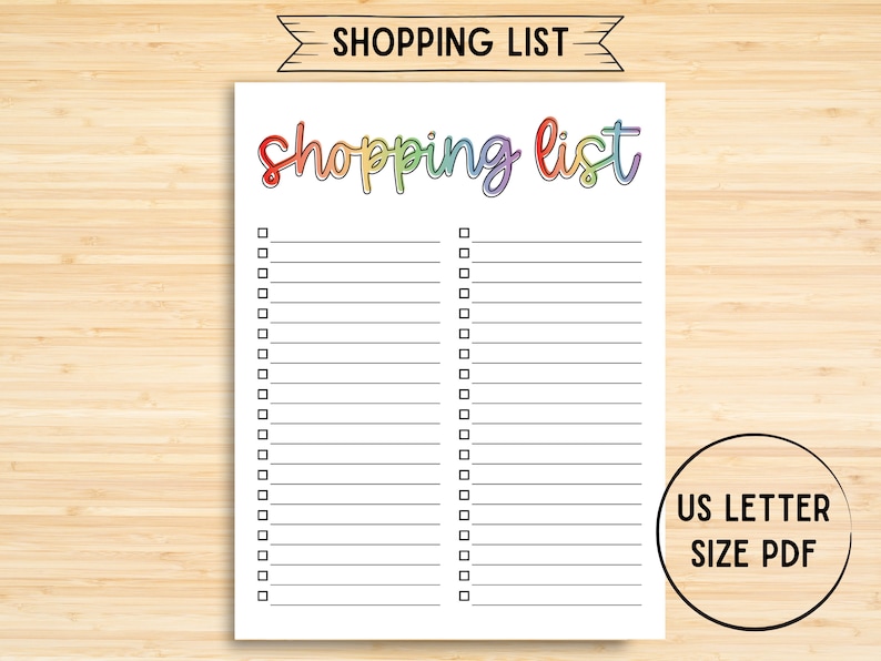 Digital Download Shopping List, Printable Store List, Shopping List ...