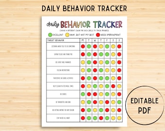 Daily Behavior Tracker, Behavior Tracking for Kids, Track Students ...