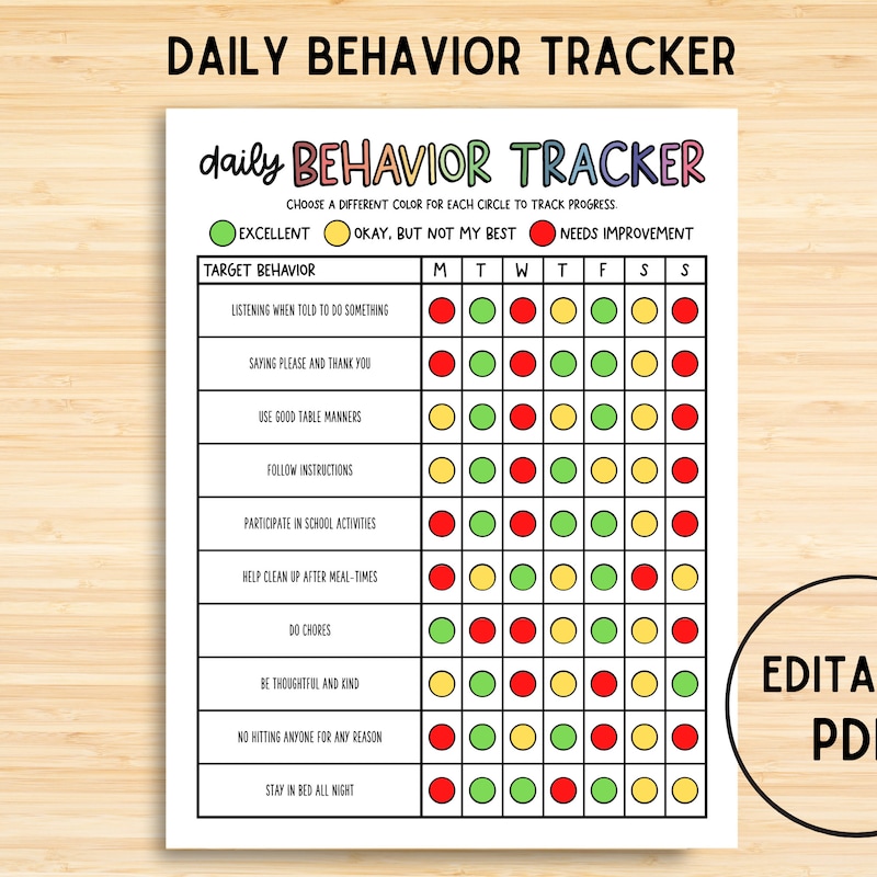 Daily Behavior Sheet - Etsy