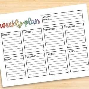 Weekly Planner, Simple Planner, Editable PDF, Fillable, 11 X 8.5 Inches ...