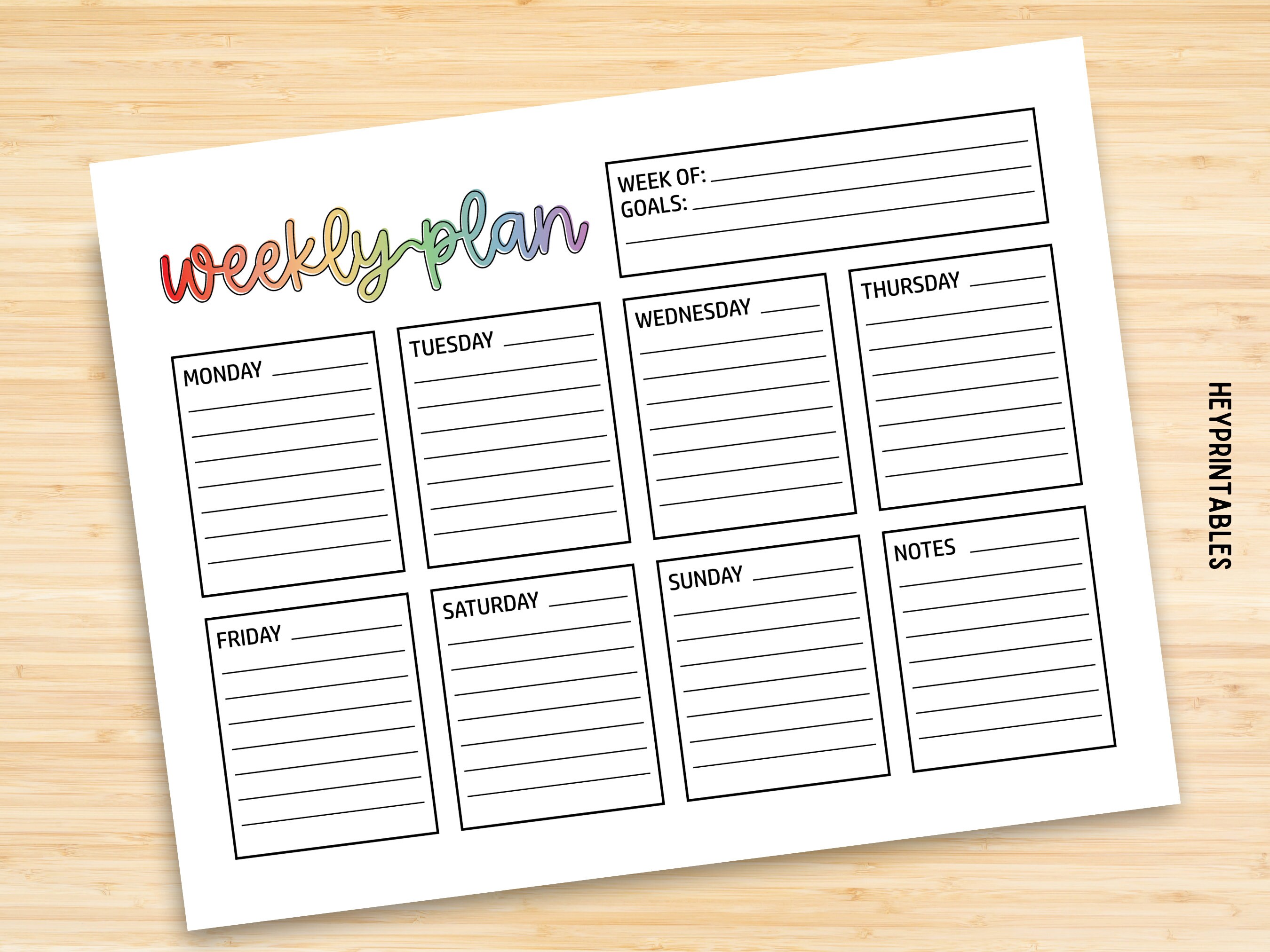 Weekly Planner, Simple Planner, Editable PDF, Fillable, 11 X 8.5 Inches ...