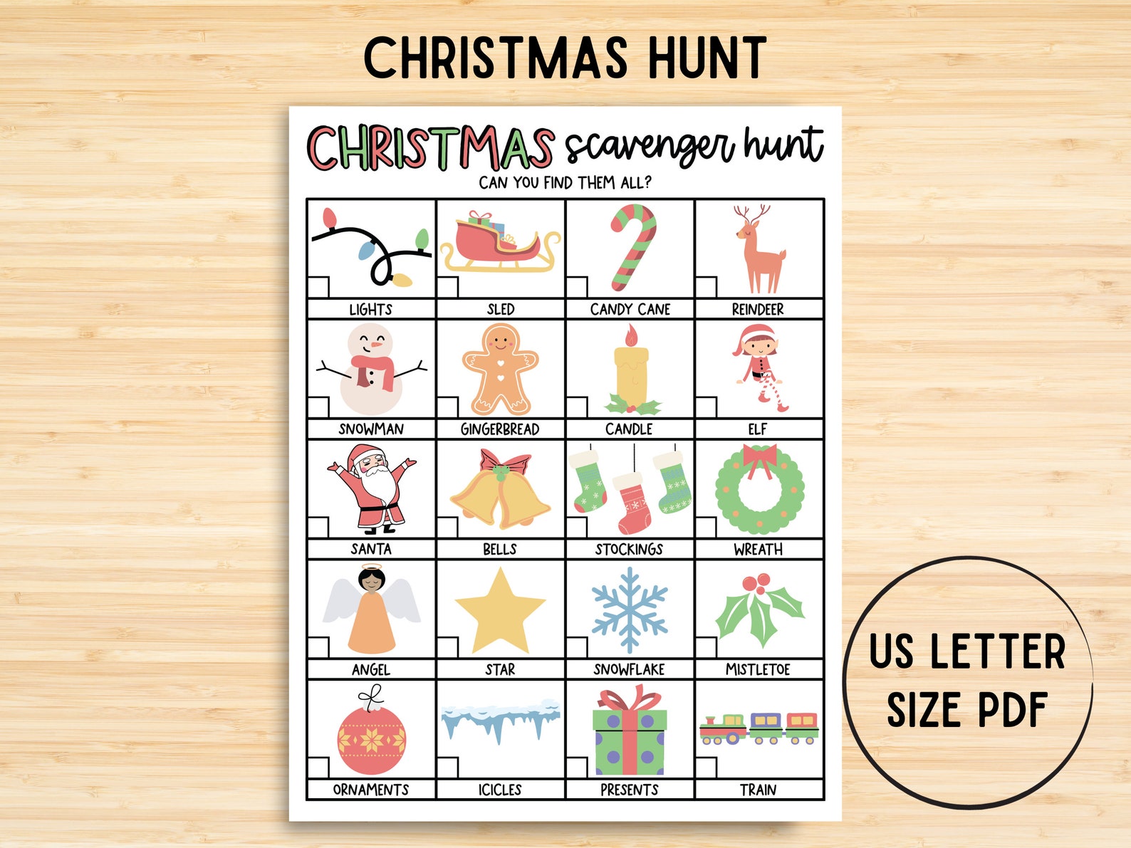 Christmas Scavenger Hunt, Printable for Kids, Winter Activity, Xmas ...