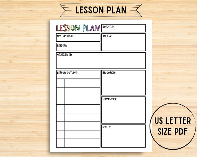 Daily Lesson Planner Printable Lesson Plan Digital Lesson - Etsy