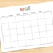 Monthly Blank Calendar, Simple Calendar, Editable PDF, 11 X 8.5 ...