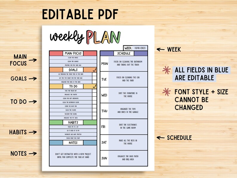 Editable Daily, Weekly, Monthly Planner Bundle, Printable Planner ...