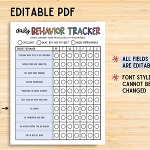 Editable Kids Chore Chart, Allowance Chart, Behavior Chart, Reward ...