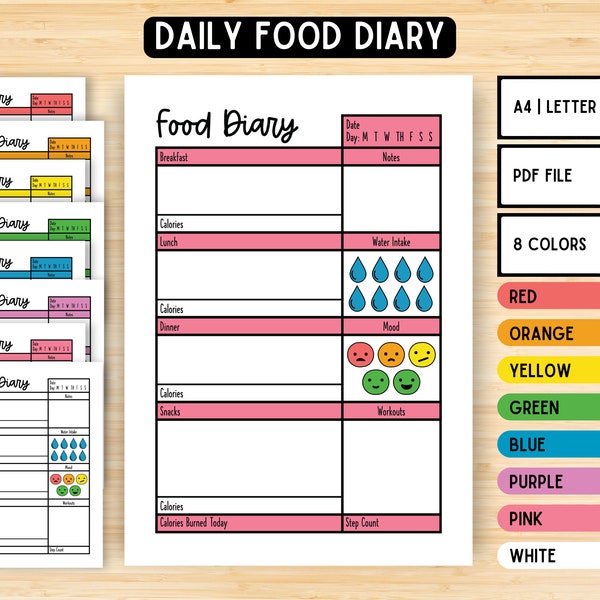 Printable Food Diary - Etsy