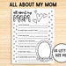 All About Mom, Mothers Day Gift, All About My Mom Printable, Mothers ...