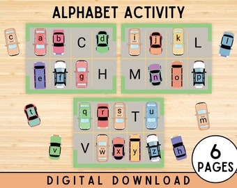 Alphabet Cars Park Busy Book Pages Printable Activity ABC Toddler ...