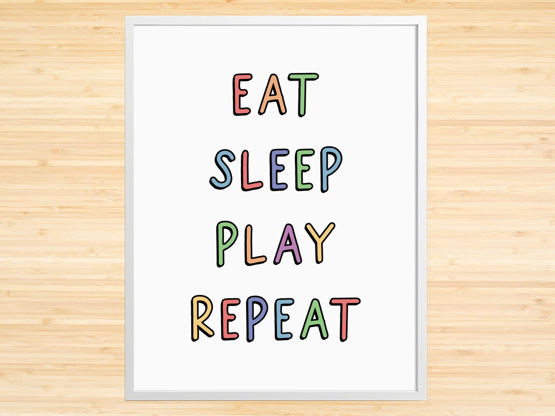 Eat Sleep Play Repeat Printable Nursery Wall Art Quote Poster Baby Boys ...