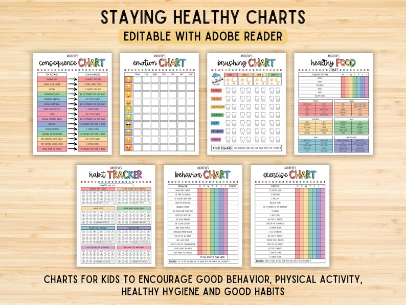 Editable Kids Chore Chart Bundle, Printable Responsibility Chart Bundle ...