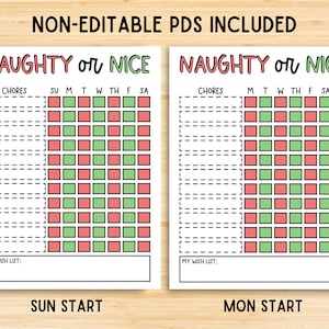 Christmas Chores Reward Chart, Santa Claus List, Chore Chart Kids ...