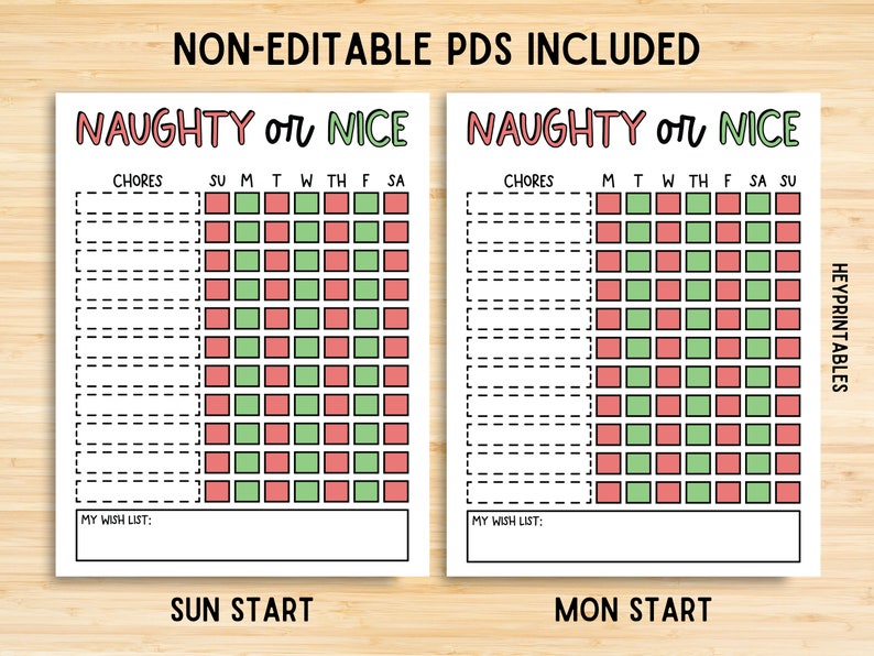 Christmas Chores Reward Chart, Santa Claus List, Chore Chart Kids ...