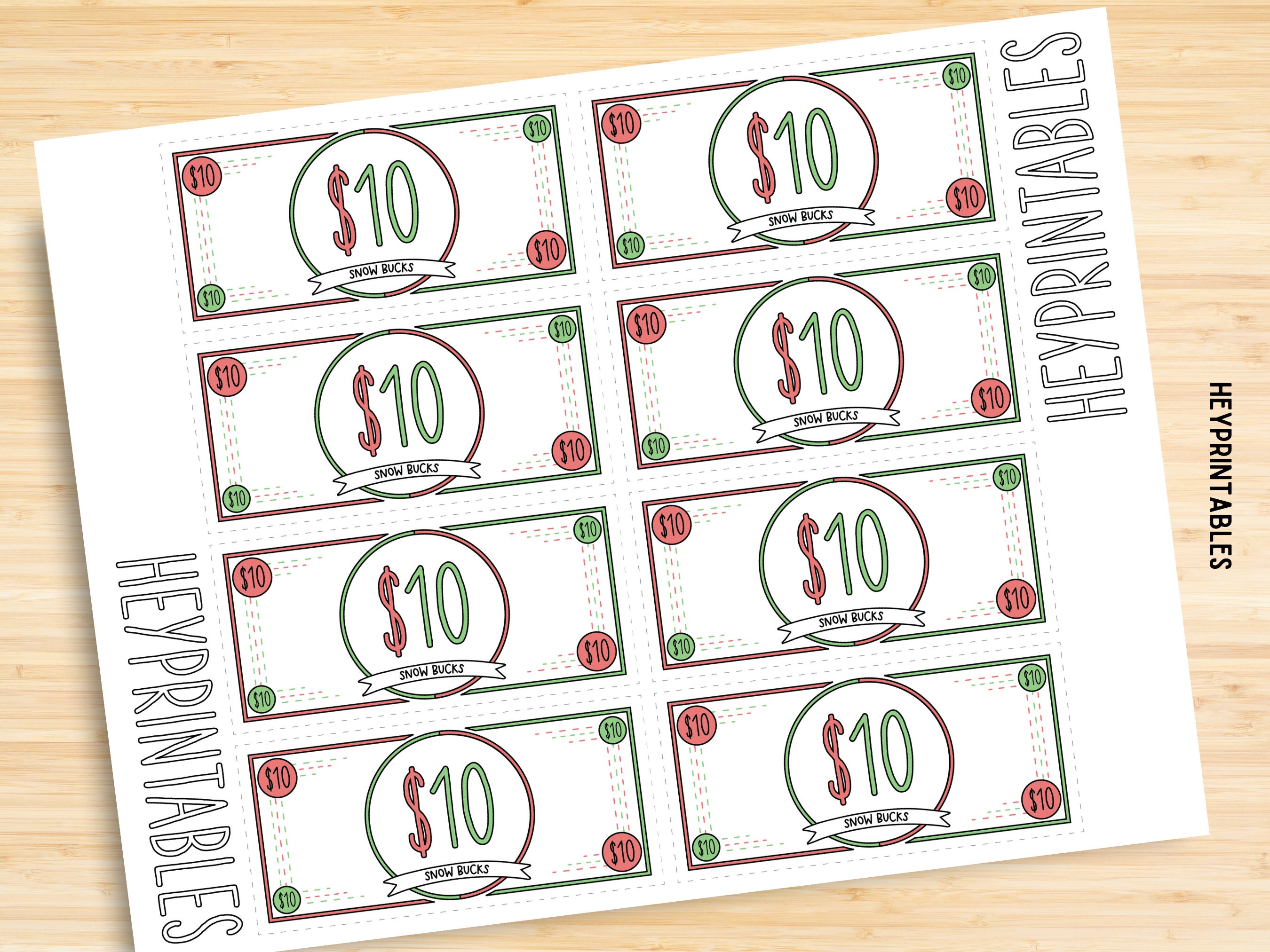 Printable Christmas Money, Ready to Print Christmas Play Money, North ...