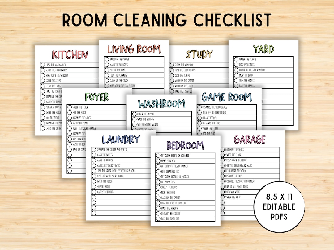 Editable Cleaning Card, Cleaning Planner Printable, Room Cleaning ...