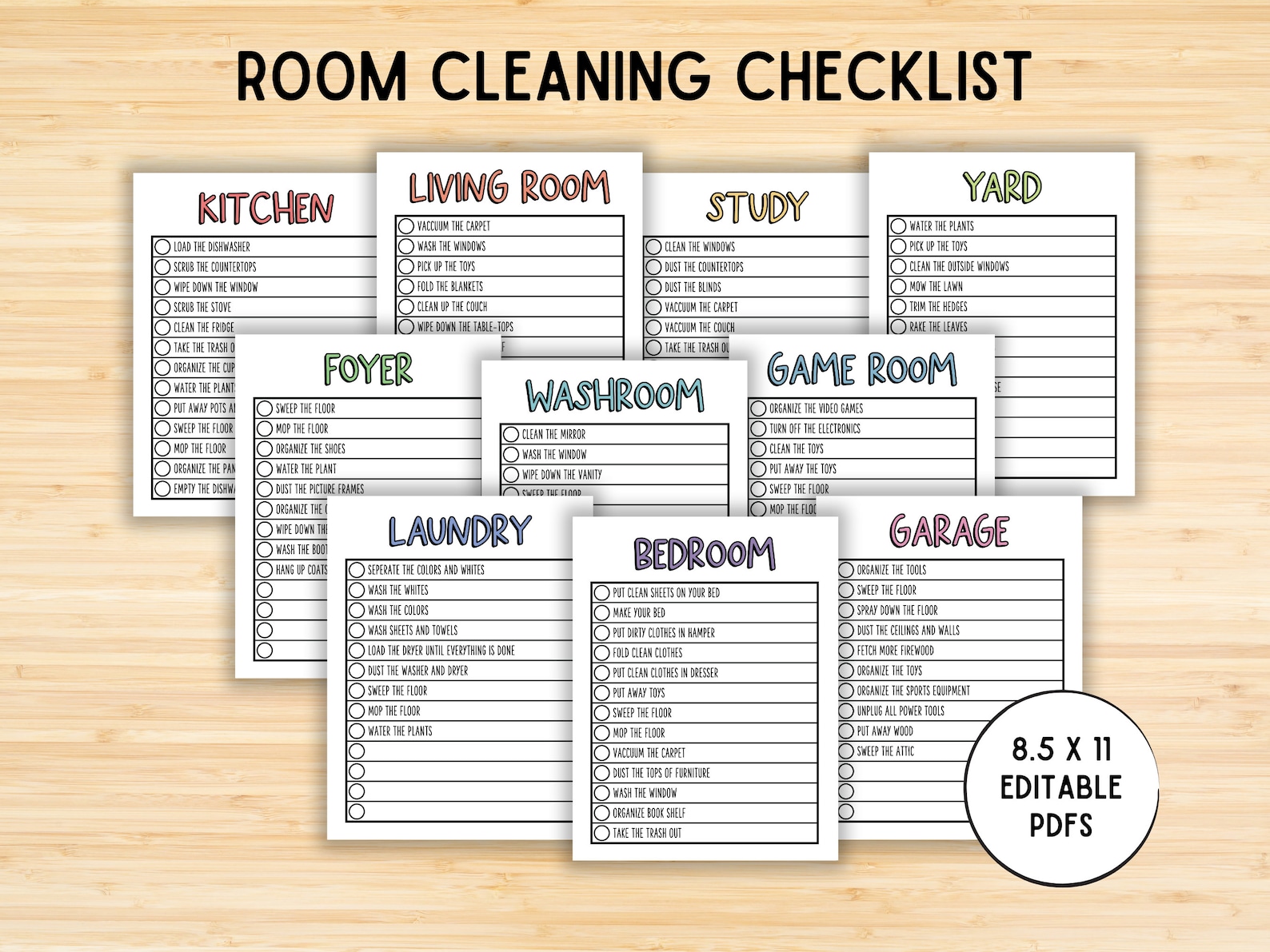 Editable Cleaning Card Cleaning Planner Printable Room - Etsy
