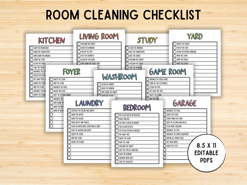 Editable Cleaning Card, Cleaning Planner Printable, Room Cleaning ...