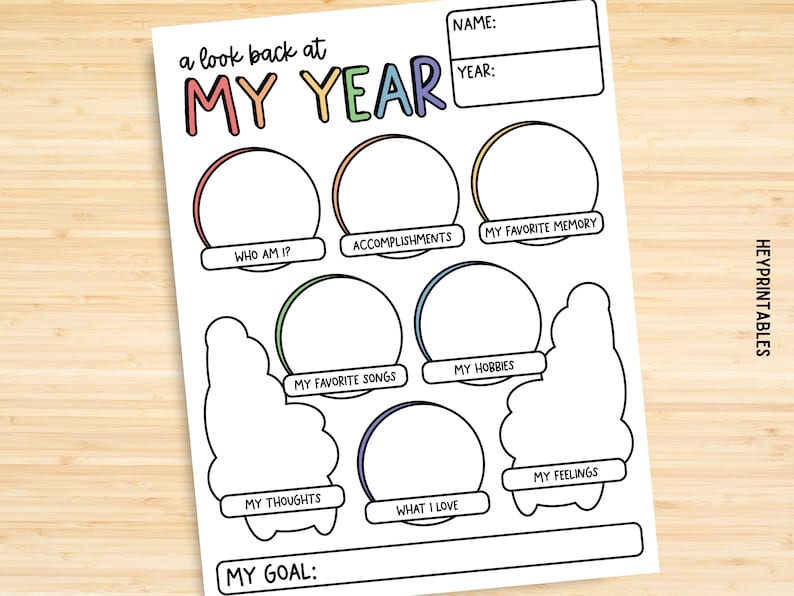 Printable Time Capsule for Kids, Kid’s New Year, 2023 Year in Review ...