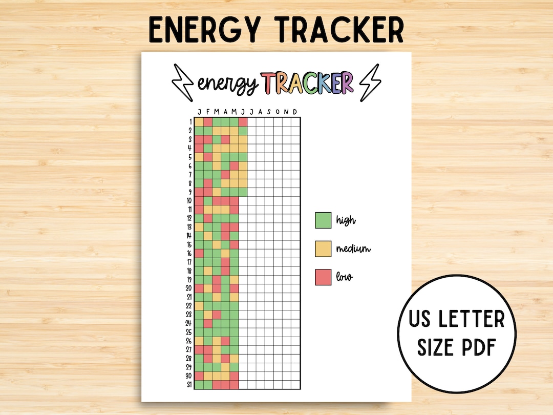 Energy Tracker, Journal Page, Printable Tracker, Mood Tracker, Health ...