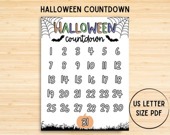 Printable Halloween Countdown Calendar - Etsy