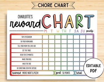 Printable Editable Weekly Kids Chore and Reward Chart Instant Download ...