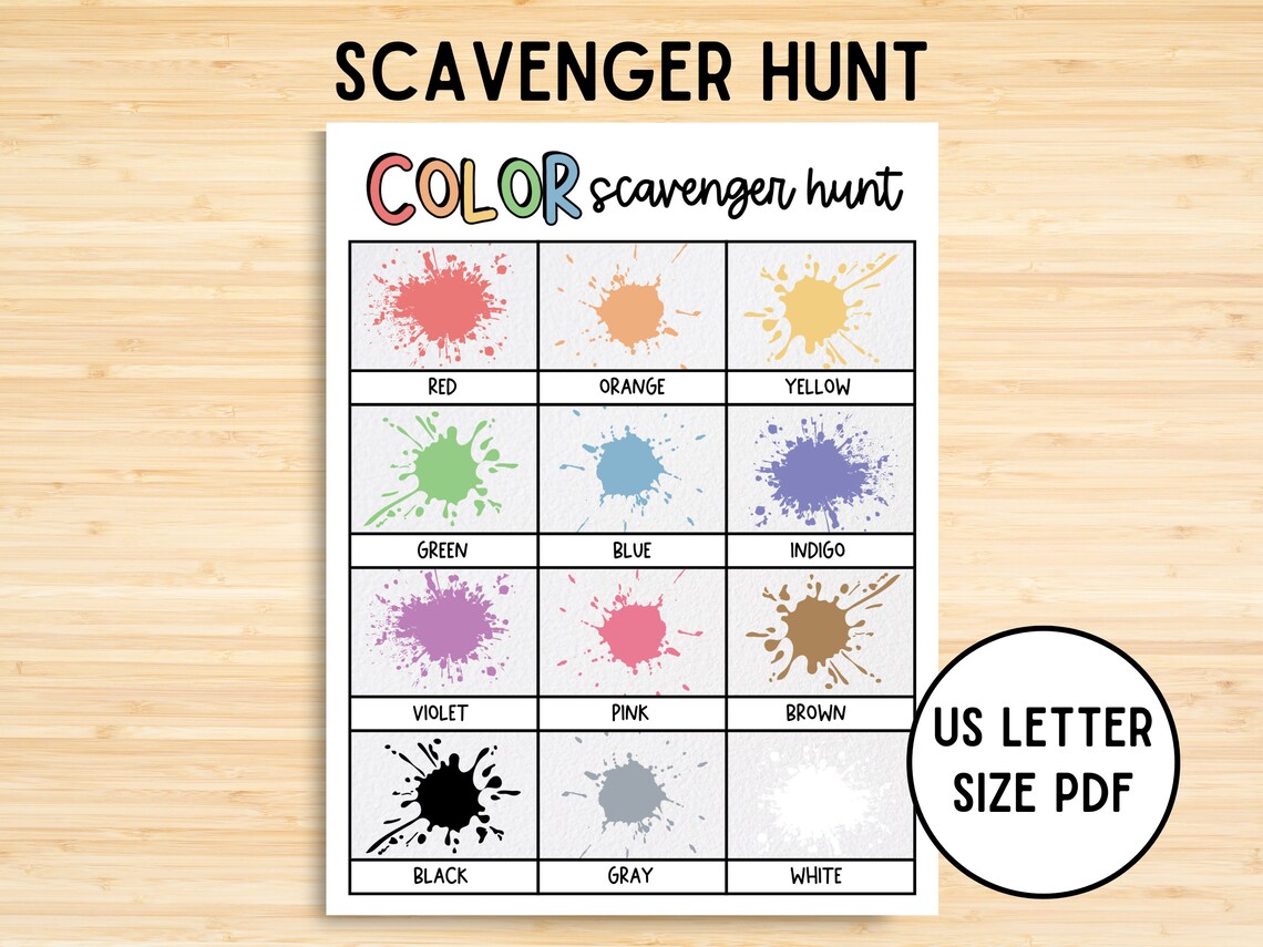 Color Scavenger Hunt, Kindergarten Preschool Activity, Outdoor ...