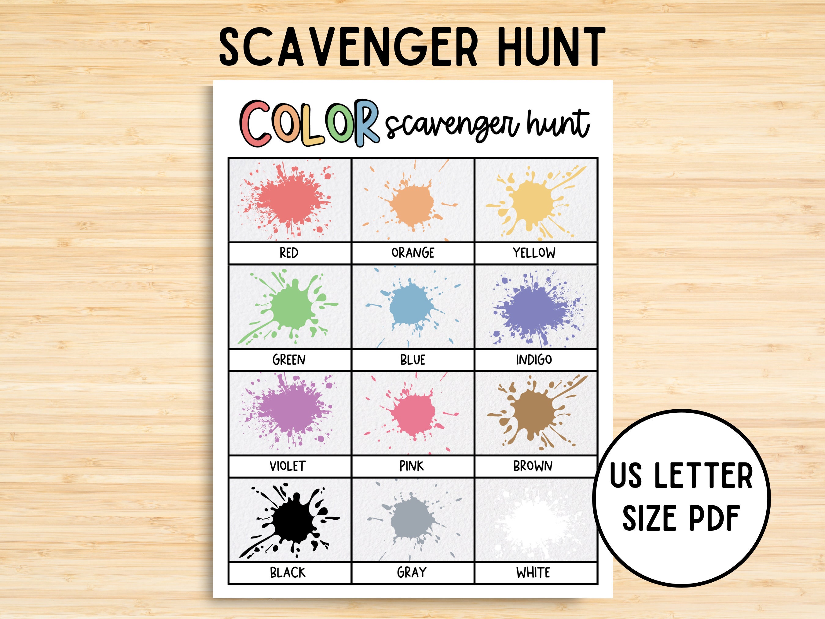 Color Scavenger Hunt, Kindergarten Preschool Activity, Outdoor ...
