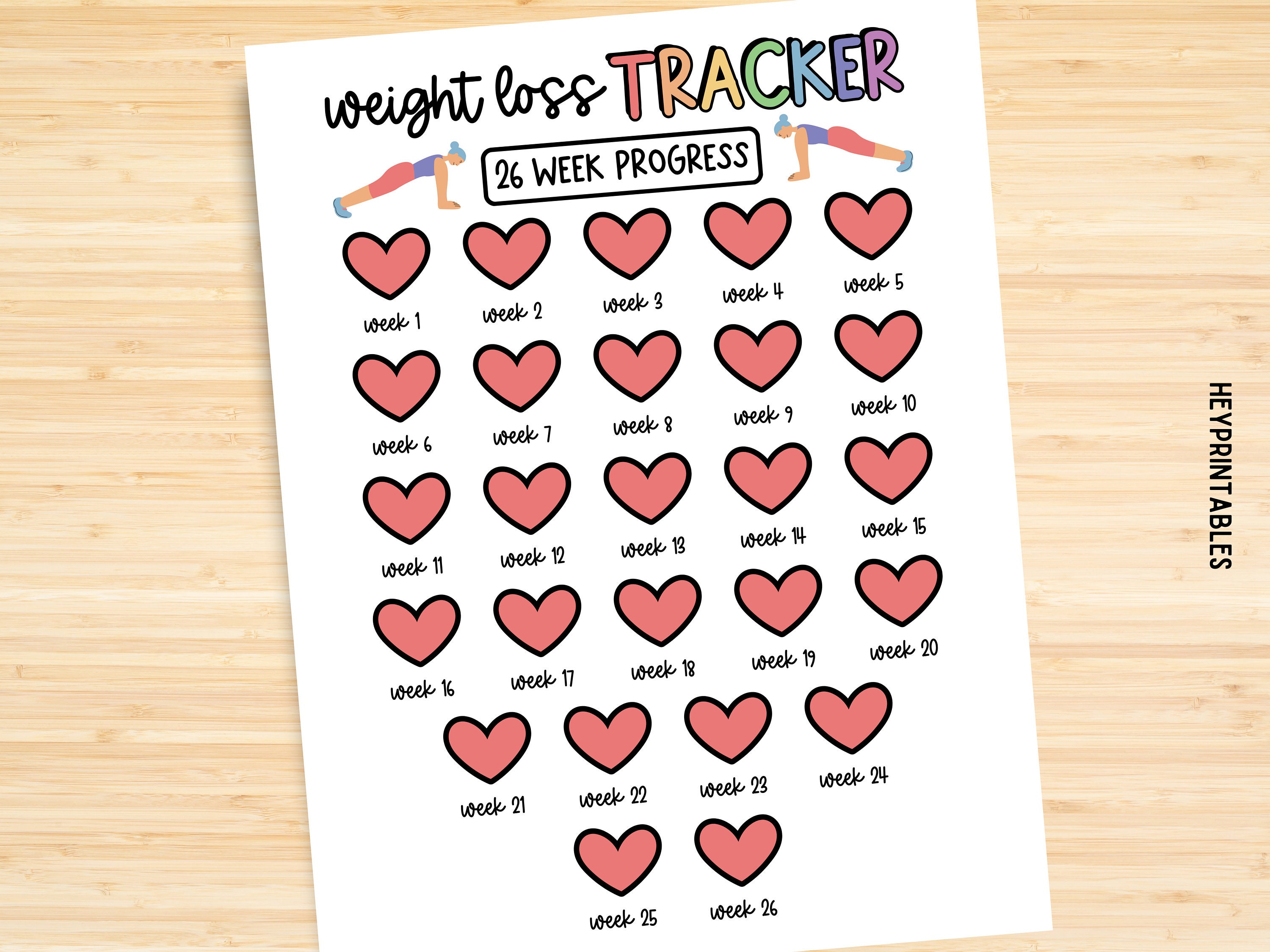 Printable Weight Loss Tracker, Digital Weekly Weight Tracker, Weekly ...