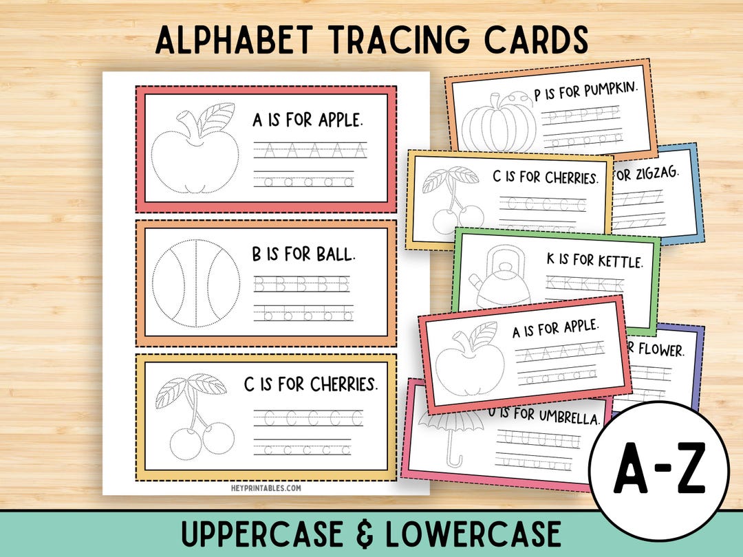 26 ABC Tracing Cards, Handwriting Practice Worksheets, Letter Formation ...