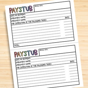 Editable Paystub for Kids, Printable Kids Payslip, Reward Payslip, Kids ...