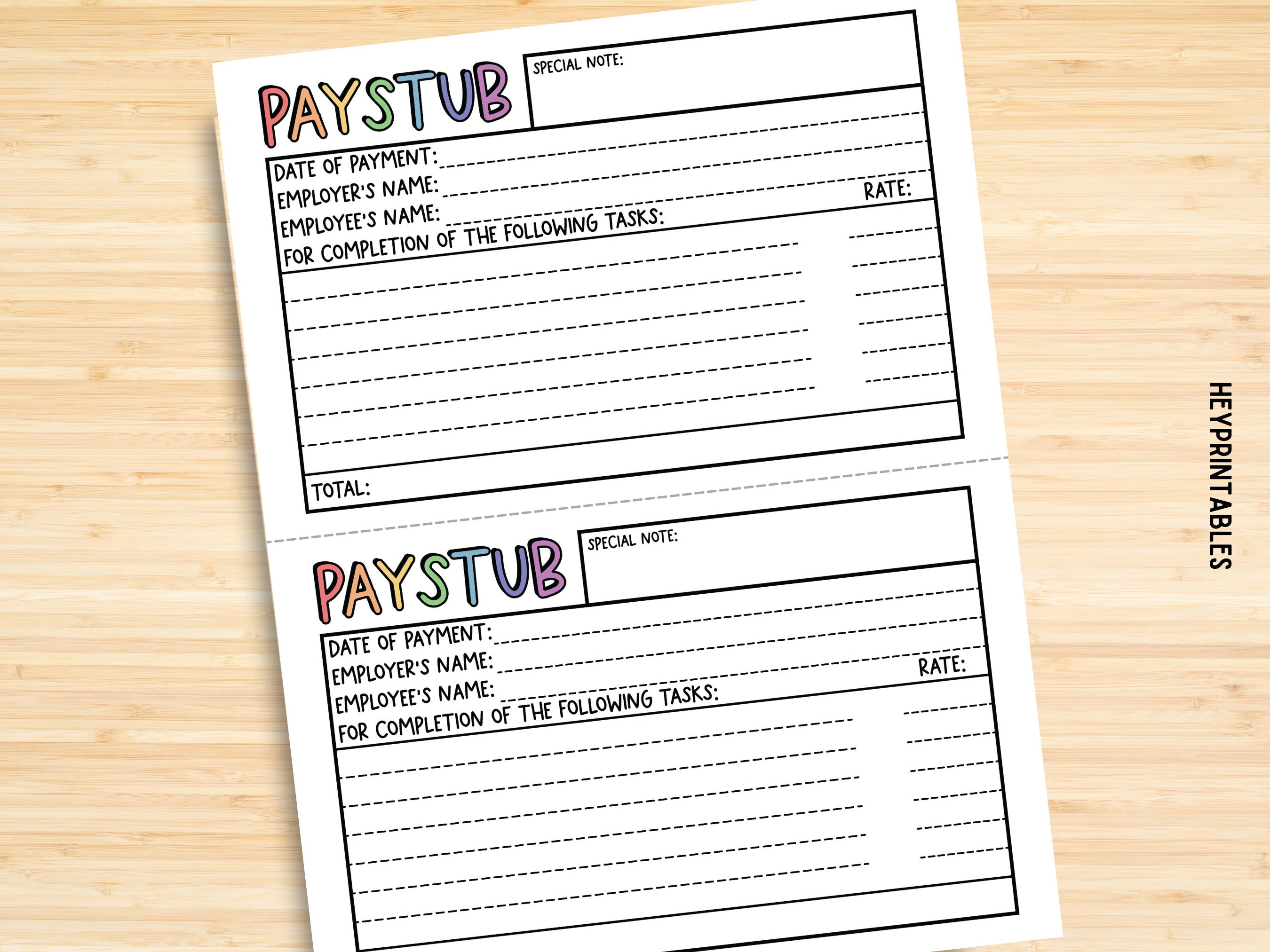Editable Paystub for Kids Printable Kids Payslip Reward - Etsy Australia