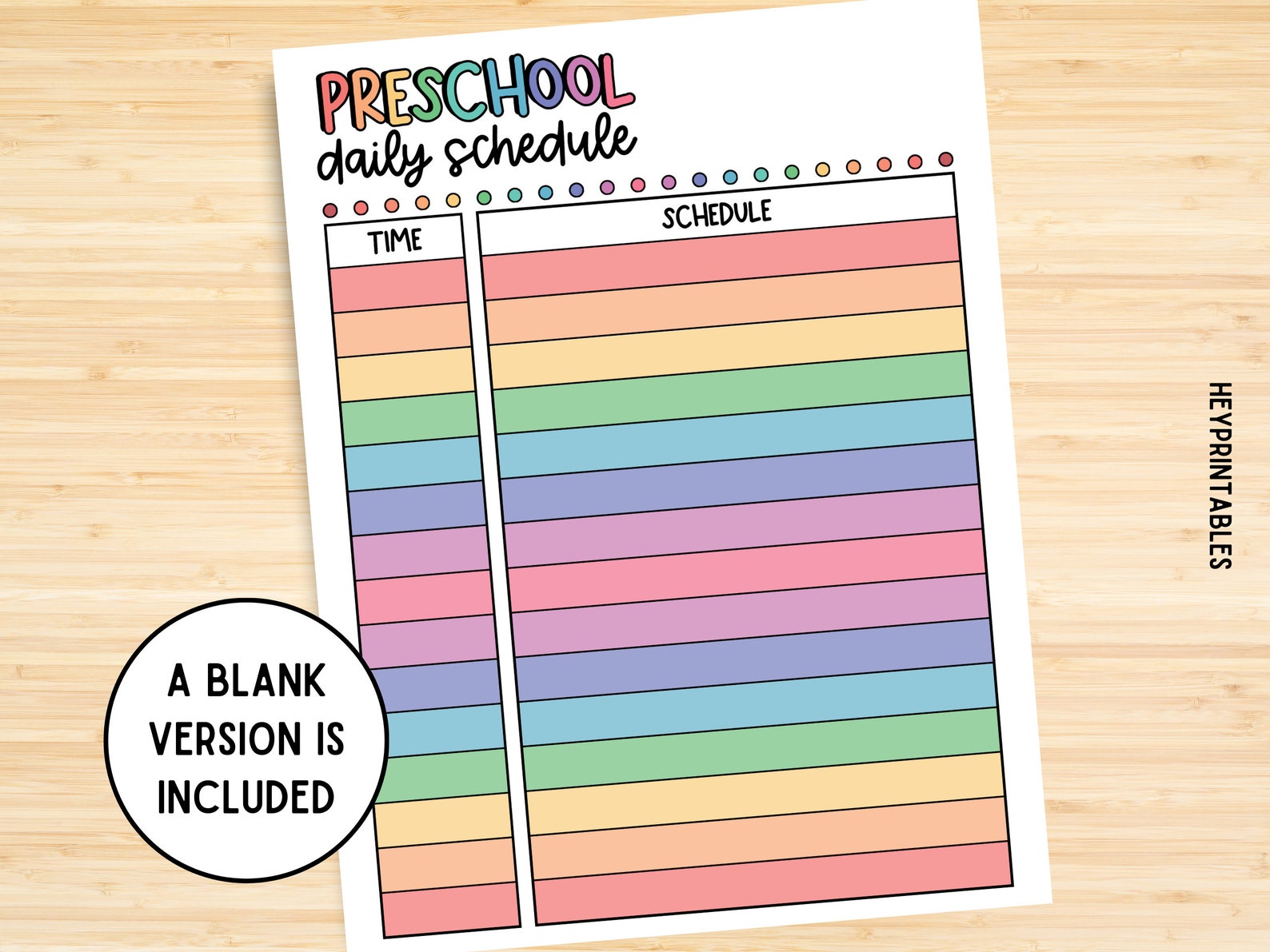 Daycare Daily Schedule for Preschool, Printable Child Care, Kids Daily ...