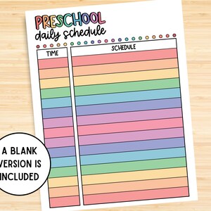 Daycare Daily Schedule for Preschool, Printable Child Care, Kids Daily ...