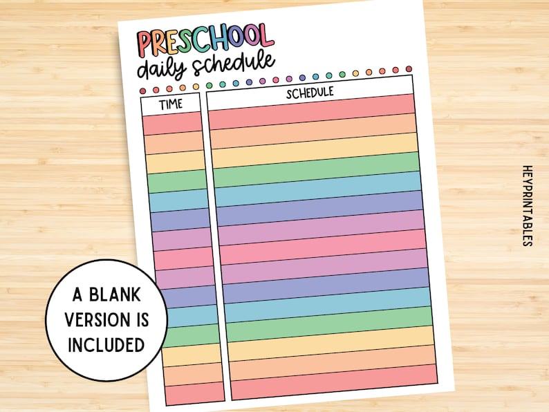 Daycare Daily Schedule for Preschool, Printable Child Care, Kids Daily Schedule Template ...