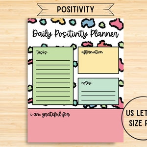 Daily Planner Page Positivity Printable, to Do List, Gratitude Planning ...