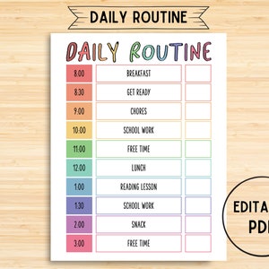 Daily Routine Printable Daily Routine Responsibility Chart - Etsy