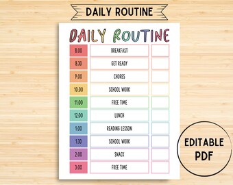 Daily Routine,printable Daily Routine, Responsibility Chart, Chore ...