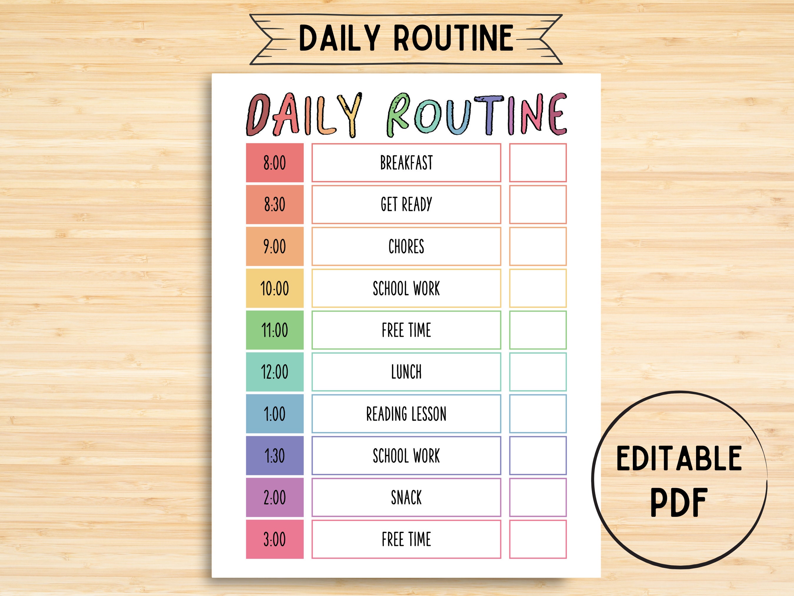 Blank Daily Routine Chart
