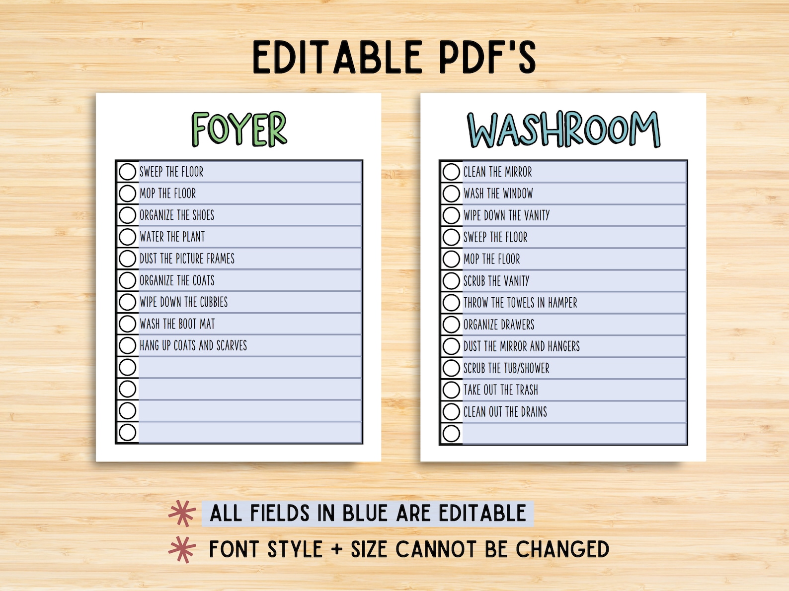 Editable Cleaning Card, Cleaning Planner Printable, Room Cleaning ...