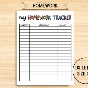 Kids Homework Tracker Assignment Tracker Grade Tracker - Etsy