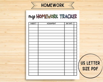 Kids Homework Tracker Assignment Tracker Grade Tracker Printable PDF ...