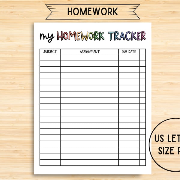 Printable Homework Planner - Etsy