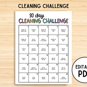 30 Day Cleaning Challenge Printable, Cleaning Planner, Cleaning Tracker ...