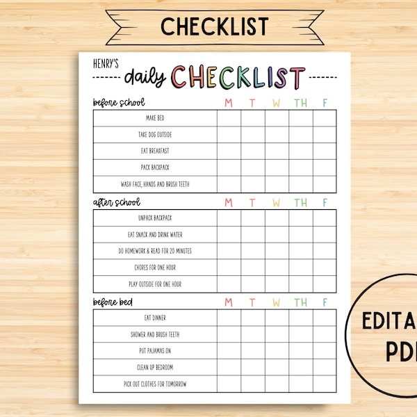 Things to Do Chart Kids - Etsy