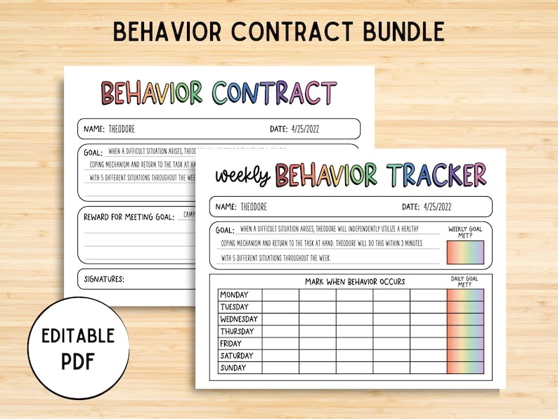 Printable Editable Weekly Behavior Tracker and Behavior - Etsy