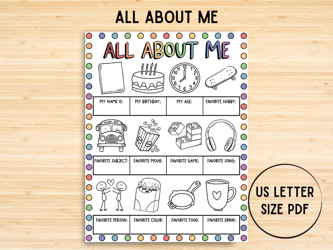 Favorites Survey, All About Me Printable, Questionnaire, My Favorite ...