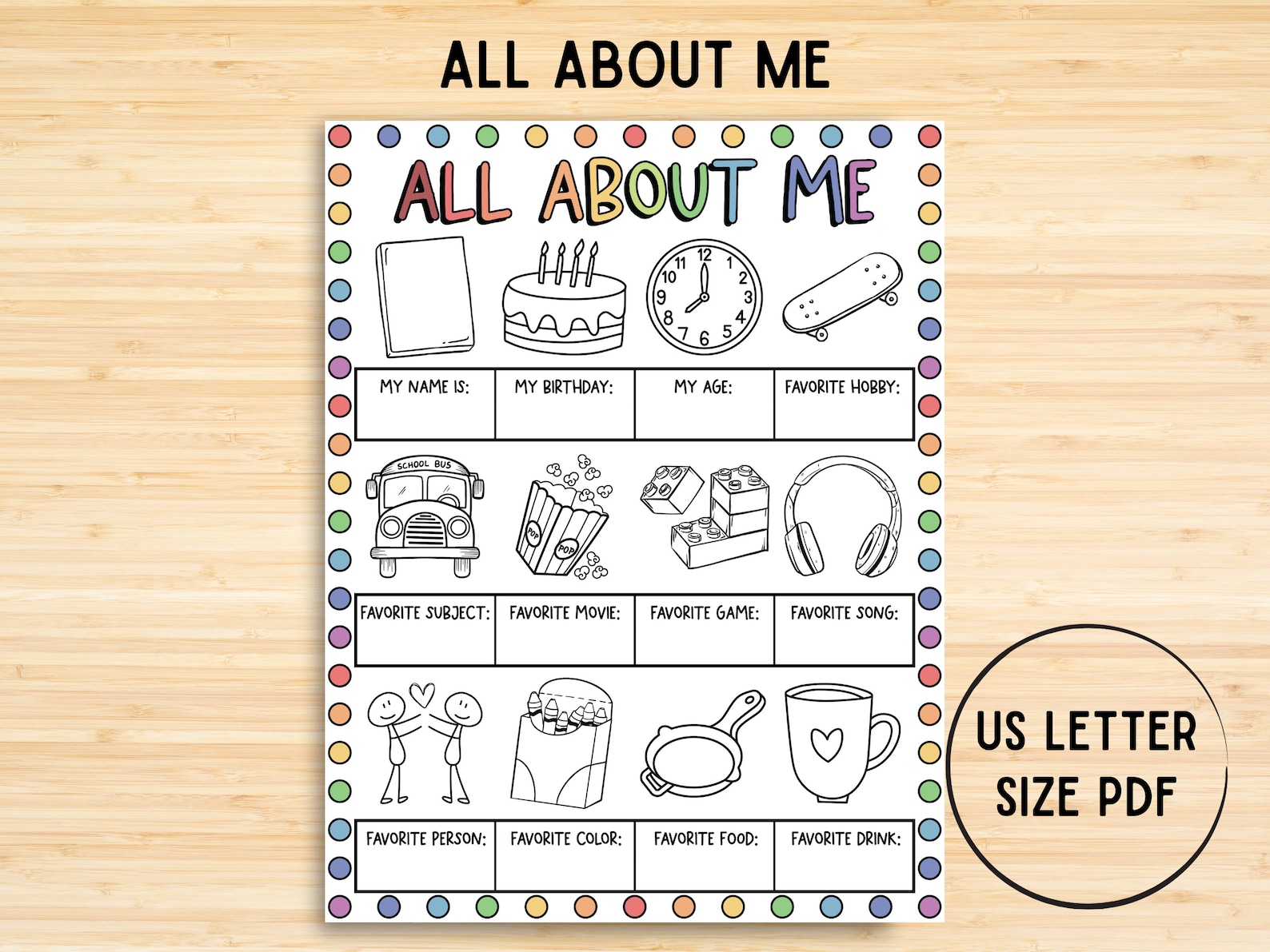 Favorites Survey, All About Me Printable, Questionnaire, My Favorite ...